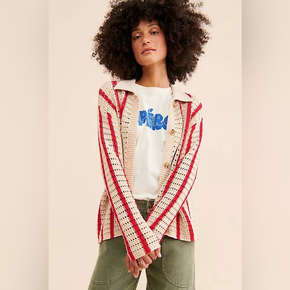 Callahan | Sweaters | Callahan Striped Red And Cream Womens Sweater ...